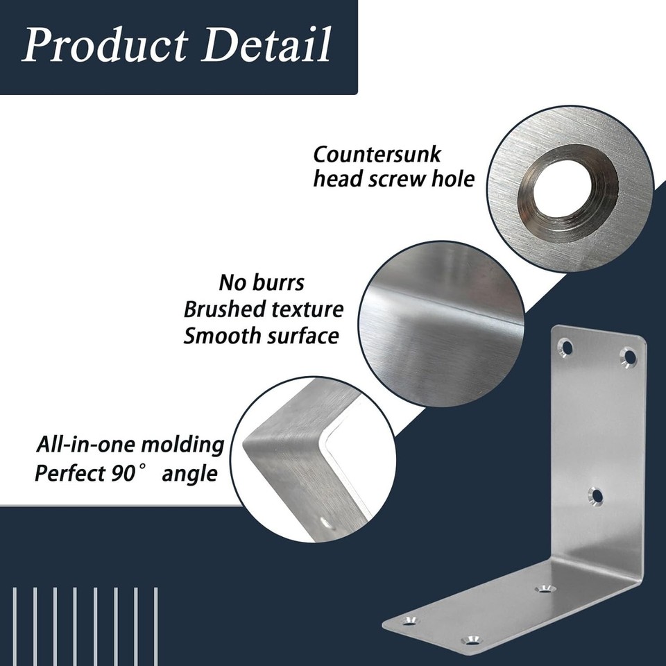 Stainless Steel Angle Brackets Set - 30PCS Heavy Duty L Brackets for ...