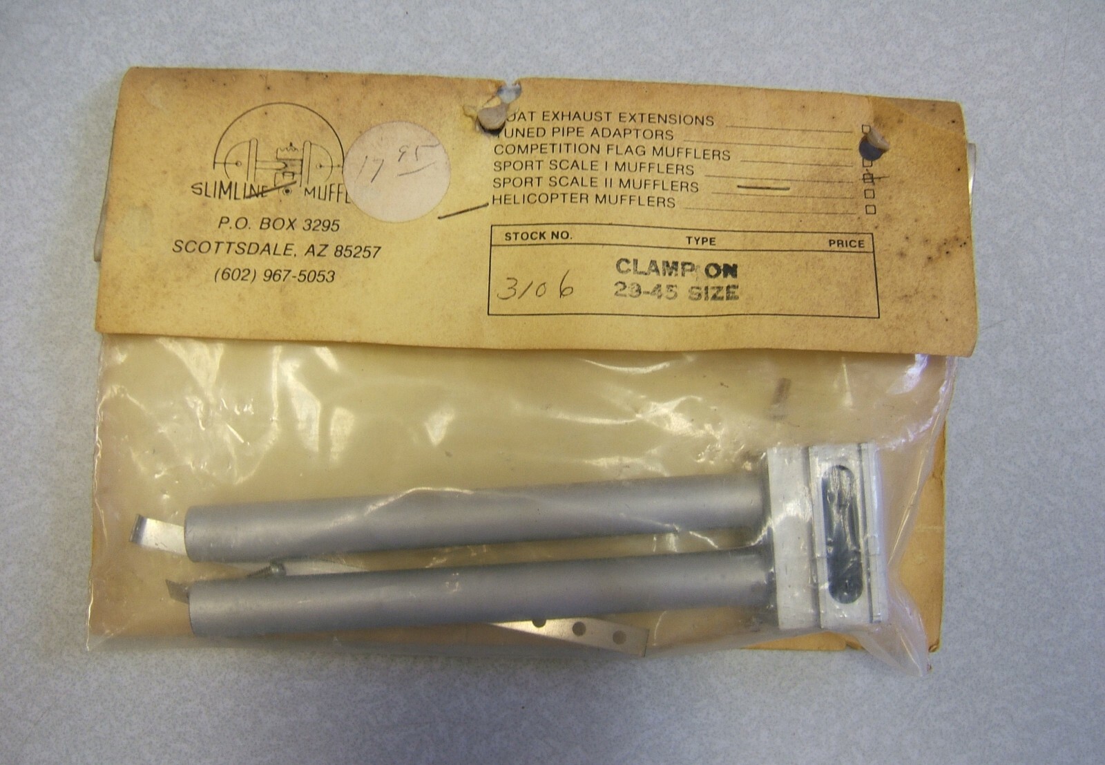 NOS Slimline 3106 CLAMP ON 29-45 SIZE Compact RC Muffler for sale ...