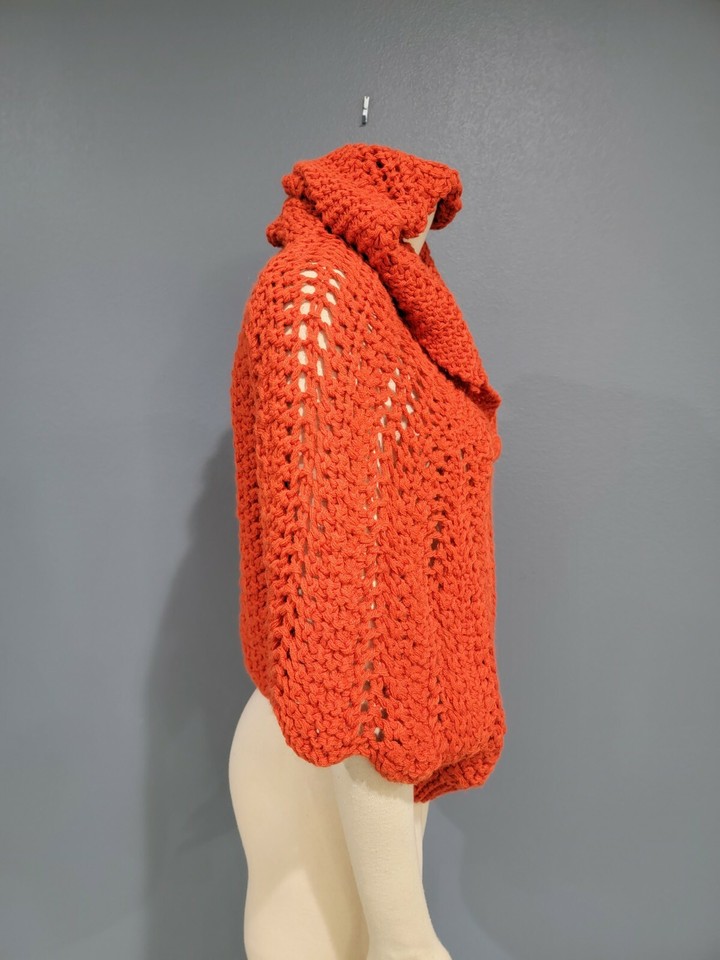 VERTIGO Paris wool blend crochet cropped hooded cape cardigan sweater M ...