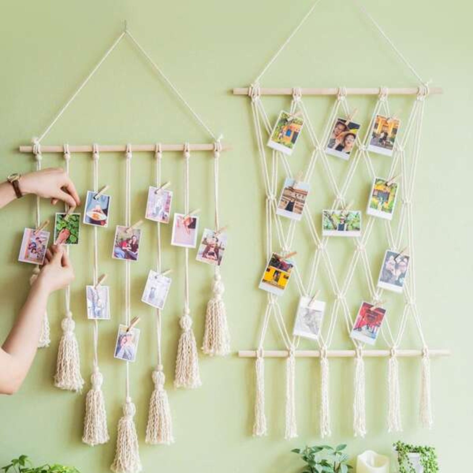 Macrame Photo Hanger, Boho Twine Photo Display,Hand-Woven Decor Photo ...