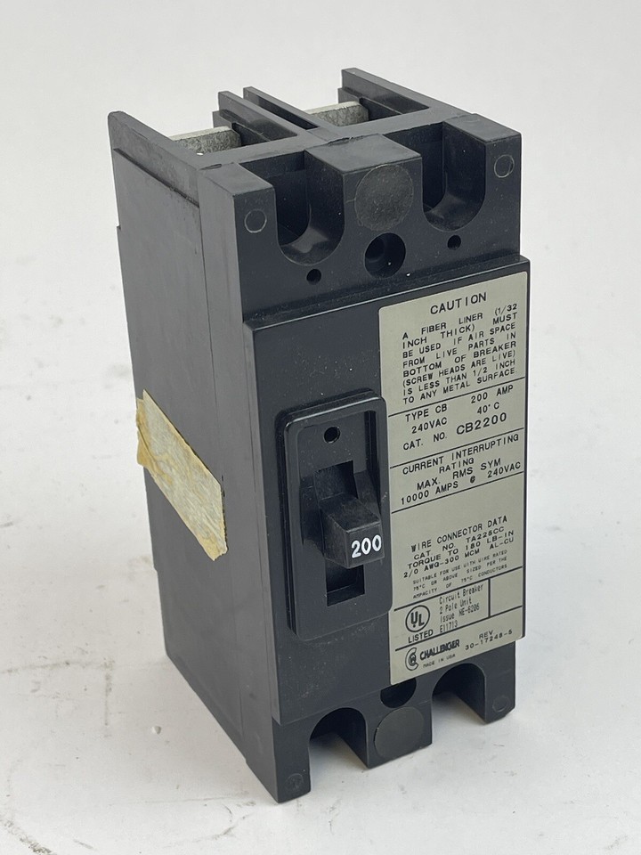 CHALLENGER - CB2200L SERIES A - CIRCUIT BREAKER - 200A/2 POLE/240 VAC ...