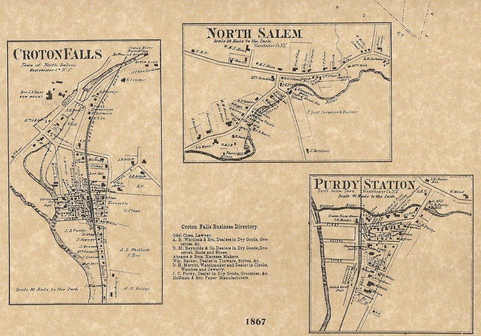 North Salem Purdys Croton Falls Goldens Bridge NY 1867 Map with ...