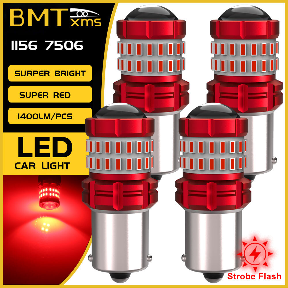 2/4x 1156 7506 Red Strobe Flash Blinking LED Brake Tail Stop Light FOR ...