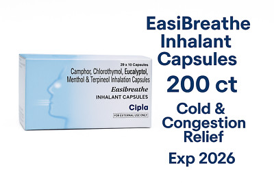 Easi Breathe Inhalant Capsules 200ct | Cold & Congestion Relief | Exp ...