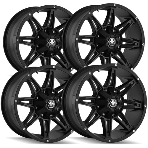 (Set of 4) Mayhem 8090 Rampage 18x9 5x4.5"/5x5" -12mm Matte Black ...
