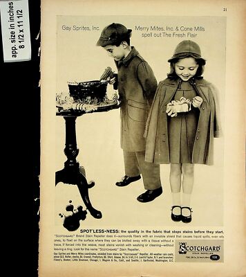 1961 Scotchgard Waterproof Spotlessness Kids Clothing Vintage Print AD ...