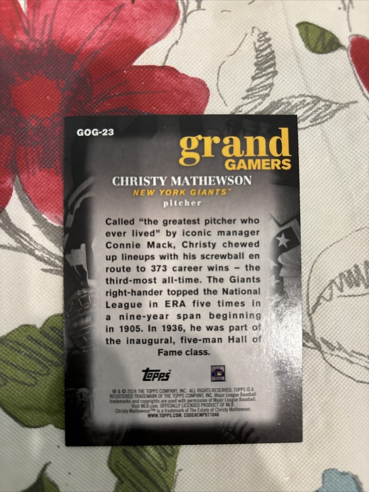 Christy Matthewson 2024 Topps #GOG-23 Grand Gamers New York Giants | eBay