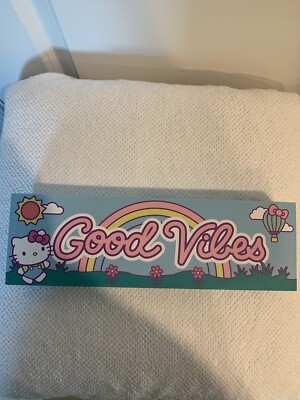 Hello Kitty Plaque bright Teal, aqua Good Vibes with rainbow and kitty ...