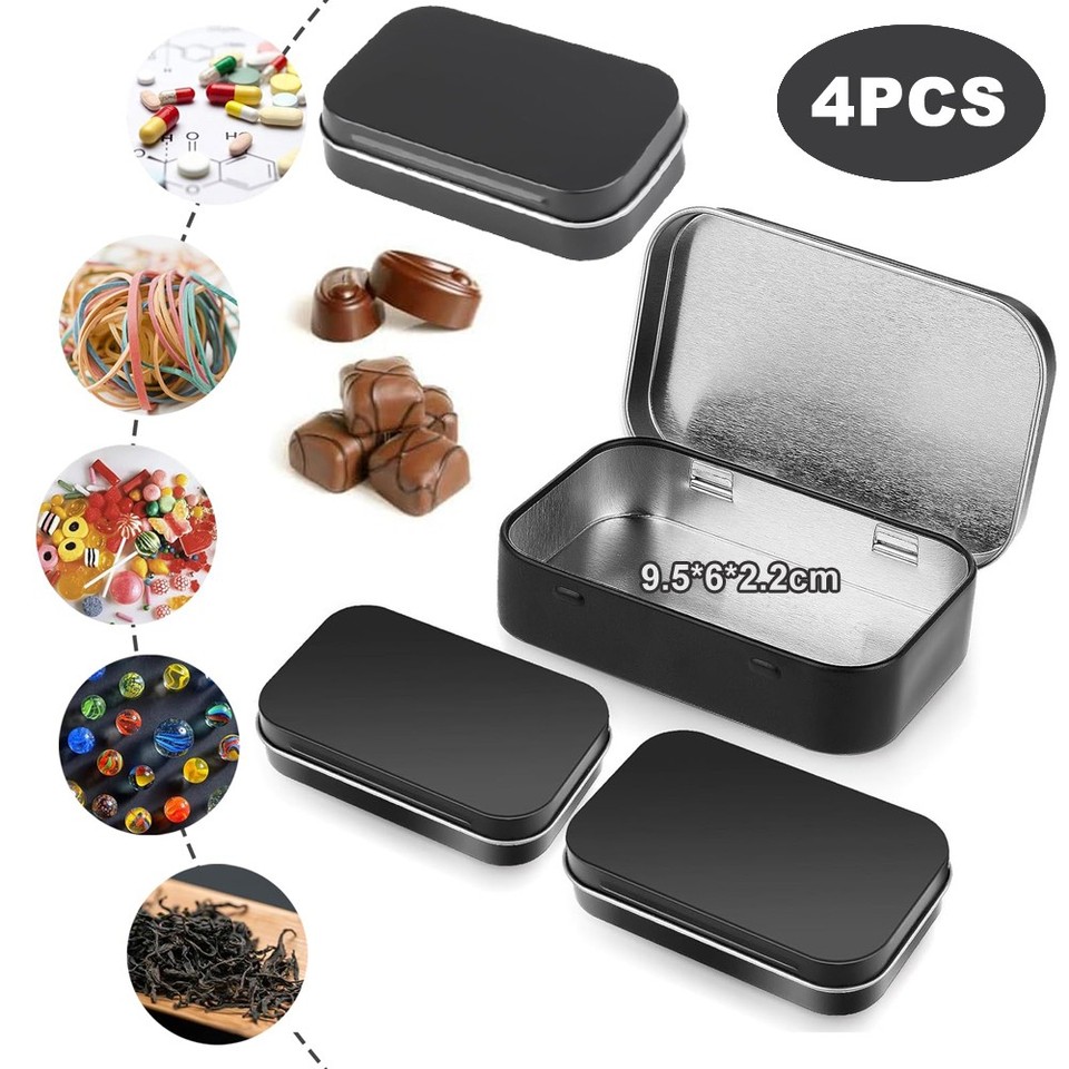 4Pcs Rectangular Storage Box with Lids Portable Small Rectangular Tins ...