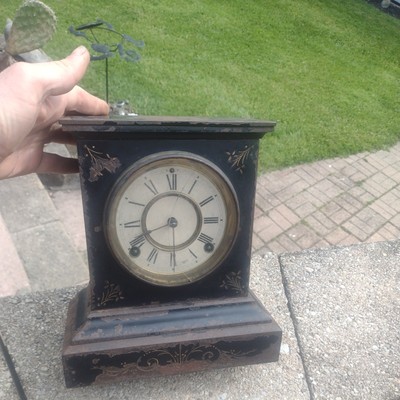 Antique 1890s Ansonia Cast Iron Mantle Clock. Original. | eBay