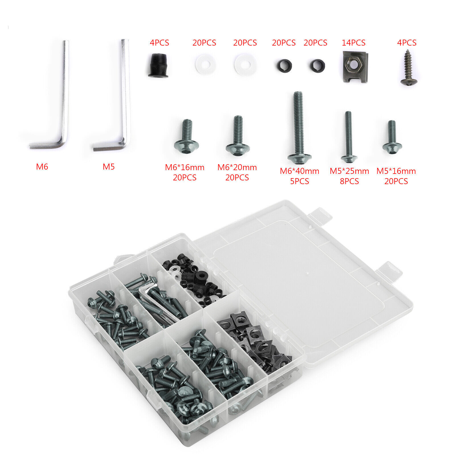 177PCS Sportbikes Motorcycle Fairing Bolts Kit M5/M6 Fastener Screws ...