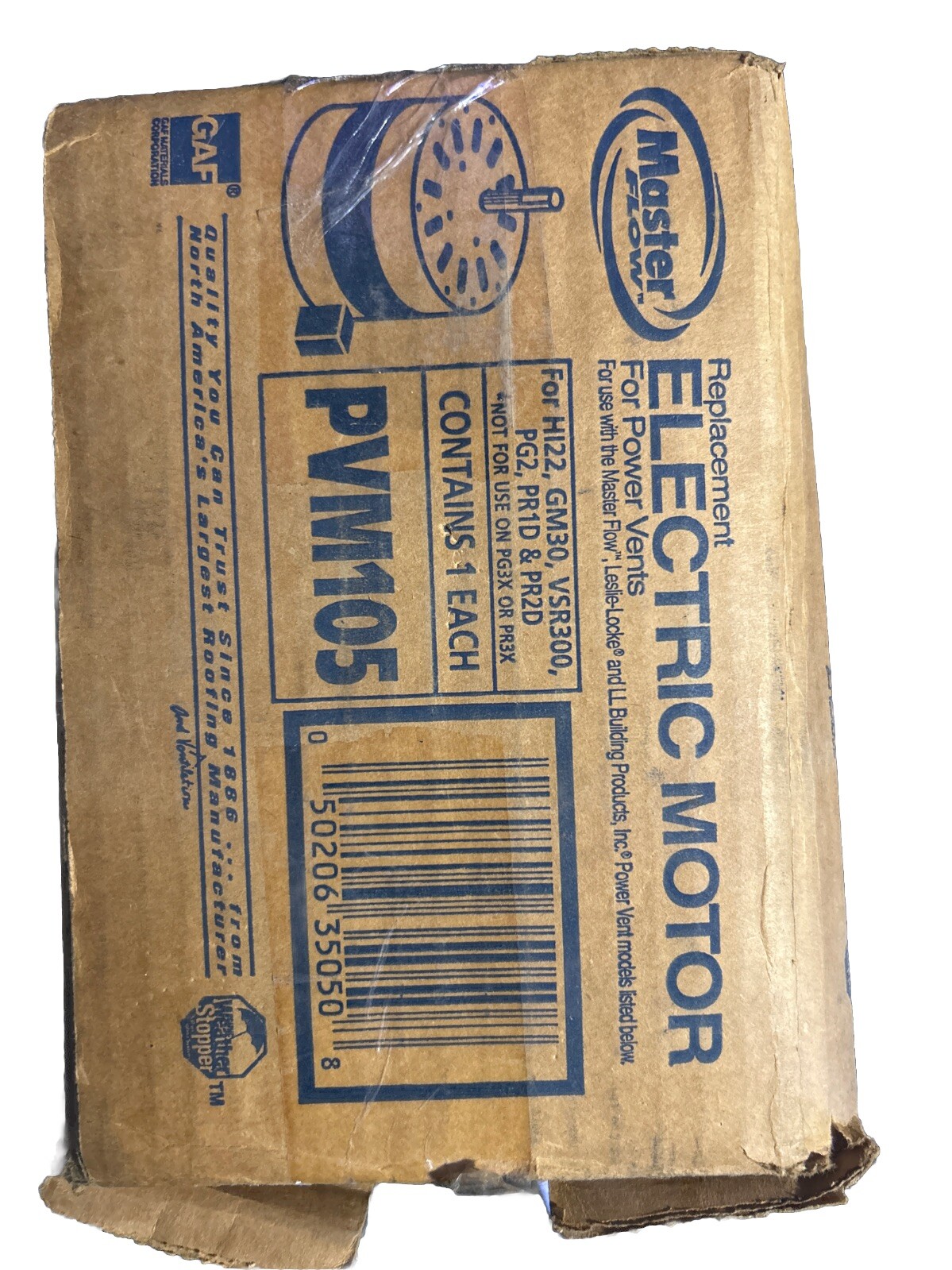 PVM105 Master Flow Replacement Power Vent Motor for EGV5, ERV4, ERV5 ...