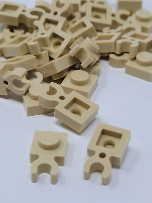 50 x NEW Lego Tan Plate, Modified 1 x 1 with Open O Clip Thick (Part ...