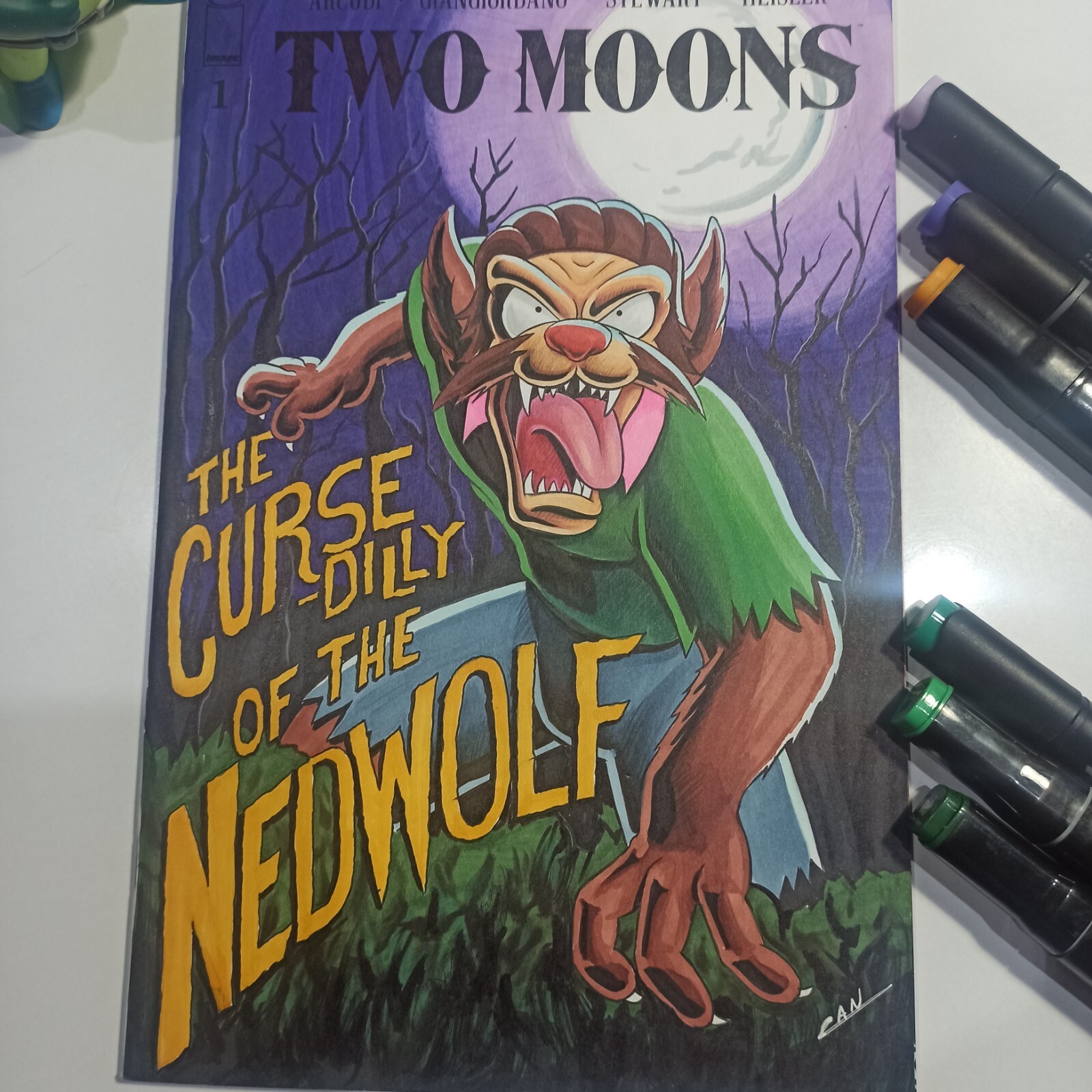 original art on blank cover, werewolf ned flander | eBay