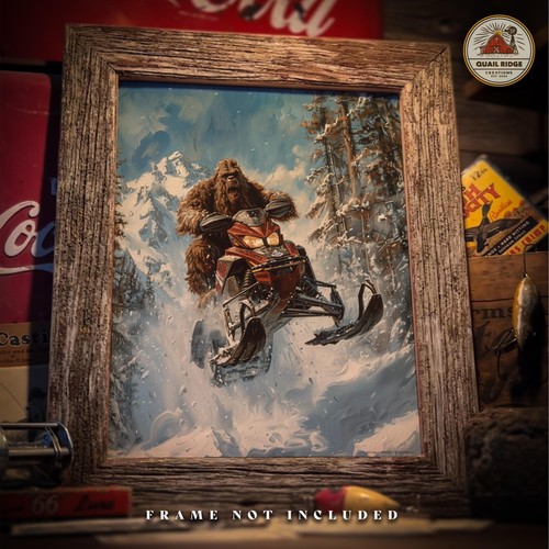Sasquatch Bigfoot Art Print Off Trail Sledding Artwork Snowmobile Art ...
