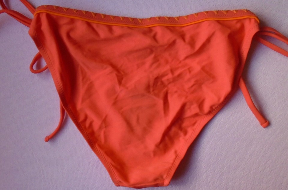 Figleaves Rene Bikini Briefs coral pink string side ties size 10 New ...