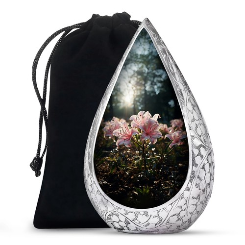 Lilly Flower Tear Drop Urn For Human Ashes Adult Memorial Decorative ...