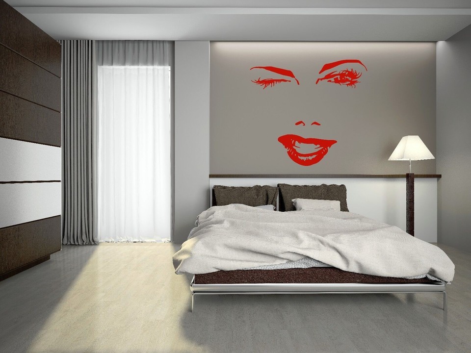 Wall Stickers Vinyl Decal Beautiful Woman Face Winks Sexy Lips Girl ...