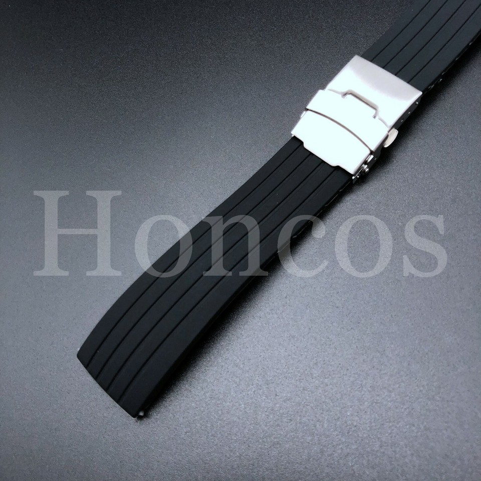 20 MM Color Silicone Rubber Watch Band Strap Deployment Clasp ...