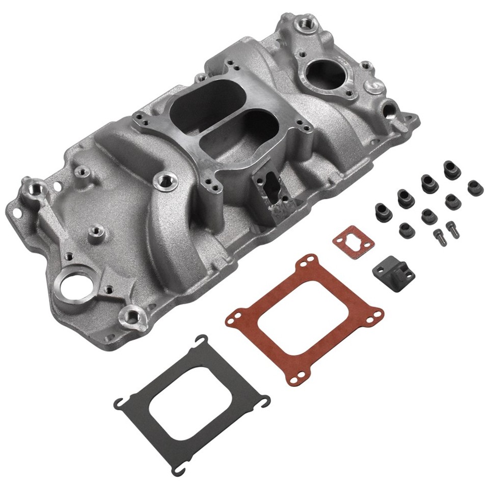 For Chevy Small Block 305 327 350 V8 Dual Plane Carb Aluminum Intake ...