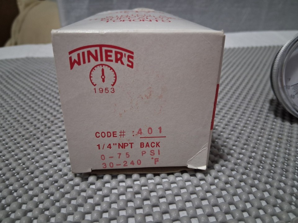 NOS Tridicator Gauge 30 - 240 F 0-75 psi 1/4" NPT w/ Extension 3" Dial ...