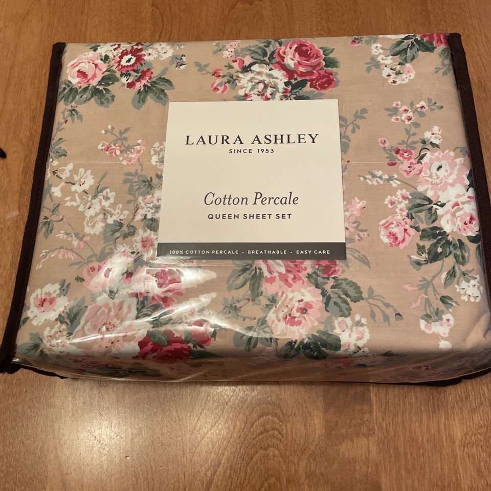 Laura Ashley Queen 4 Pc Sheet Set Cotton Percale New Ashfield Print ...