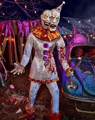 74" ANIMATED TWO HEADED HARRY THE CLOWN Halloween Prop HAUNTED HOUSE | eBay