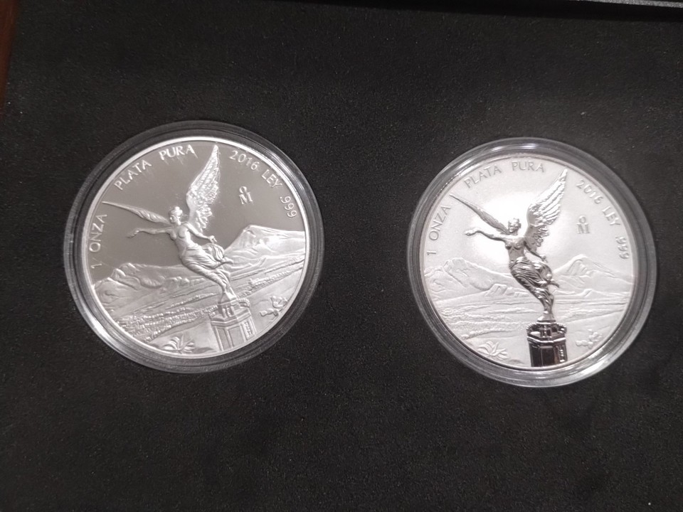 2016 MEXICO MEXICAN LIBERTAD PROOF REVERSE PROOF RARE 2 PIECE SET COA ...