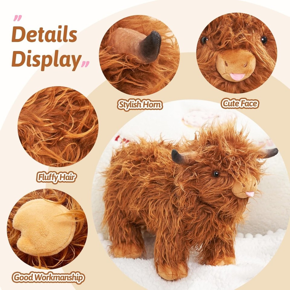 OUOZZZ Highland Cow Teddy – 40cm Soft Plush Toy – Cuddly Highland Cow ...