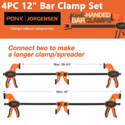 4-Pack 12-in Medium Duty One-Hand Bar Clamp Set E-Z Clamp/Spreader ...