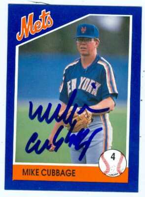 Mike Cubbage autographed baseball card (New York Mets) 1992 Kahn's Mets ...