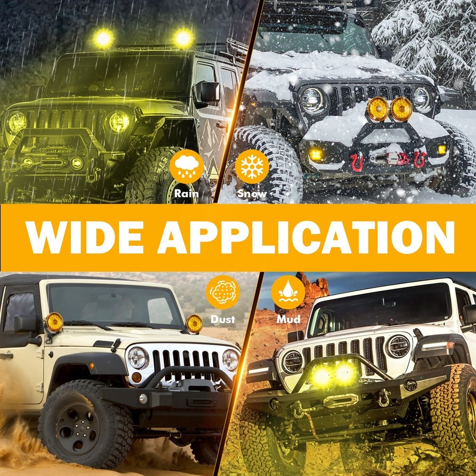 AUXBEAM 7" Round LED Work Light Bar Pods Fog Driving Lamps & Amber ...