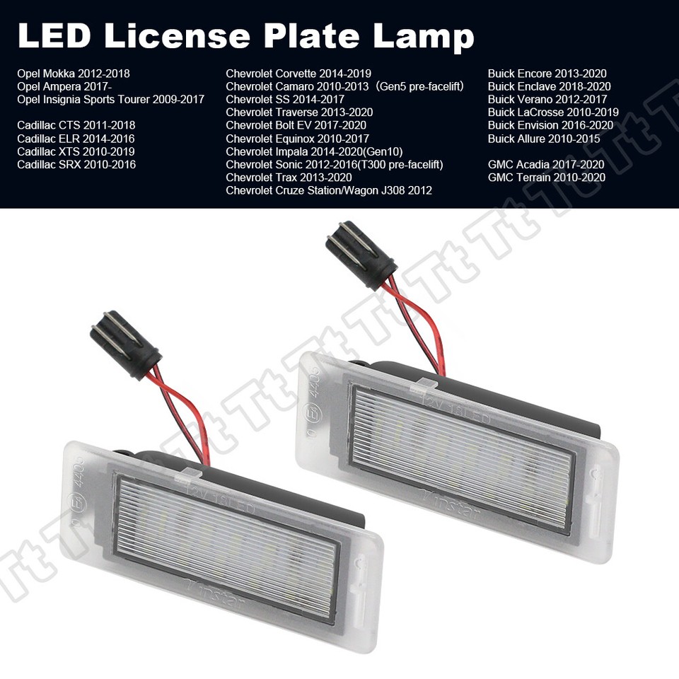 Full LED License Plate Lights Lamp For Cadillac CTS XTS Chevy Corvette ...