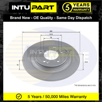 Fits Kia Optima 2010- Niro 2018-2022 Intupart Rear Brake Disc ...