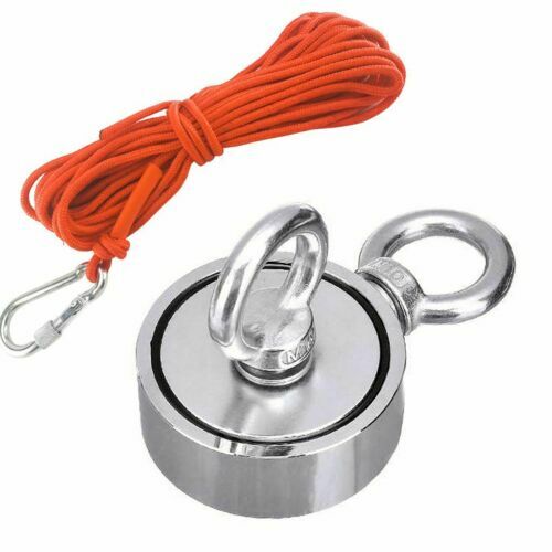 Upto 1300 Lbs Fishing Magnet Kit Pull Force Strong Neodymium + Rope ...