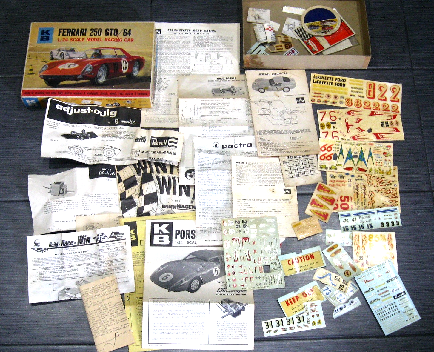 1960's SLOT CAR AMT static Decals RUSSkit Pactra Revell Paper LOT ...