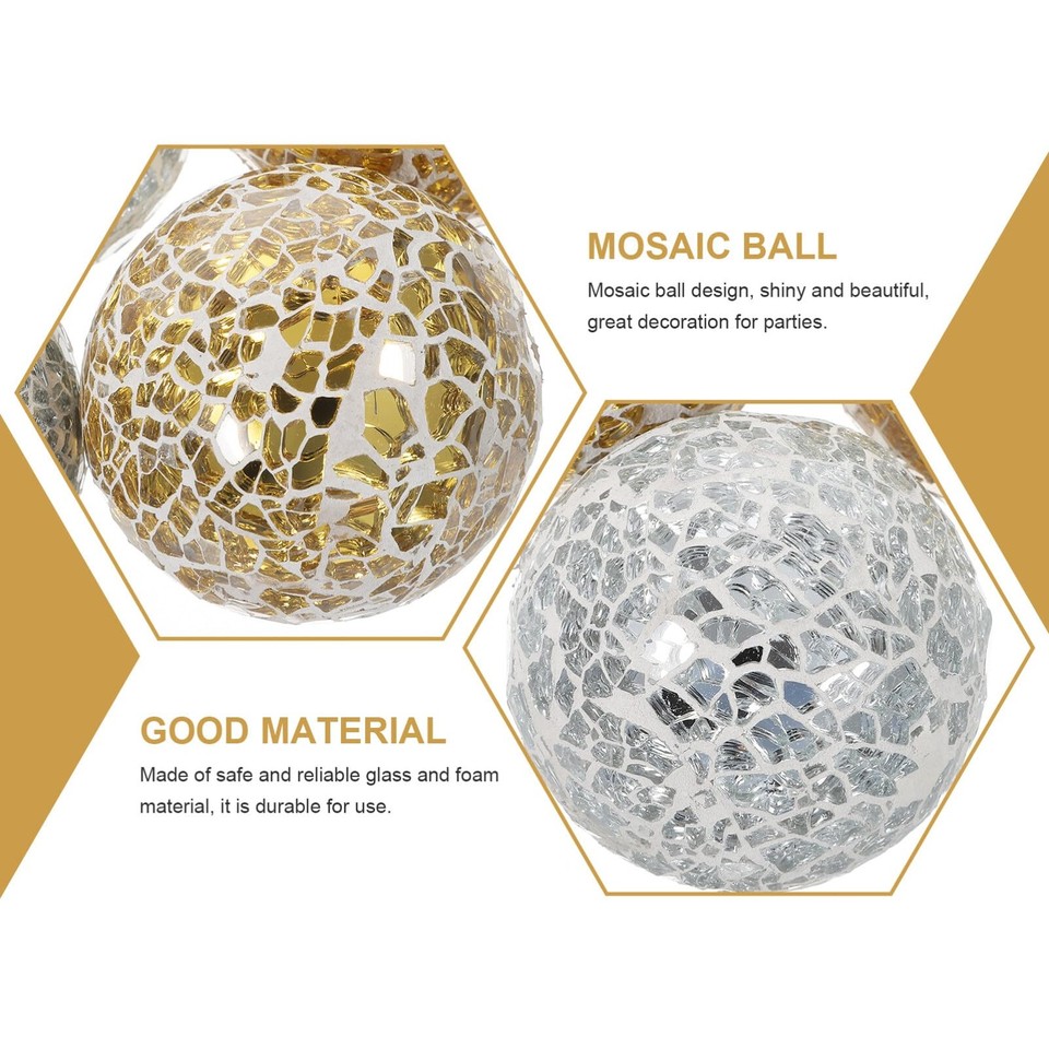 4pcs Mosaic Ball Home Sphere Ball Home Mosaic Sphere Decorative Glass ...