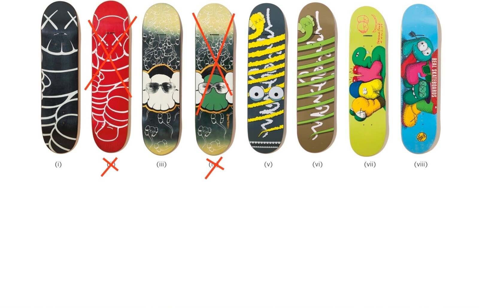 KAWS Skateboard Decks (6-Piece Set) | eBay