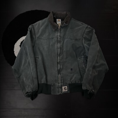 Mens CARHARTT SANTA FE Jacket J14 HTG Size Large HUNTER GREEN Fading | eBay