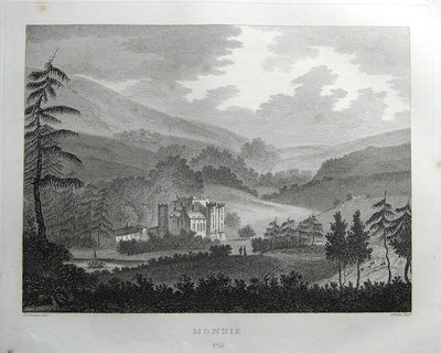 MONZIE CASTLE, CRIEFF, PERTHSHIRE, SCOTLAND original antique print 1819 ...