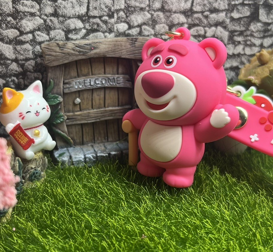 Lotso Bear With Stick Keychain Keyring Bag Charm Pom Pendant Doll Toy ...