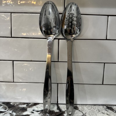 Oneida Stainless Steel Large Spoons Lot Of 2 Serving & Slotted Spoons ...