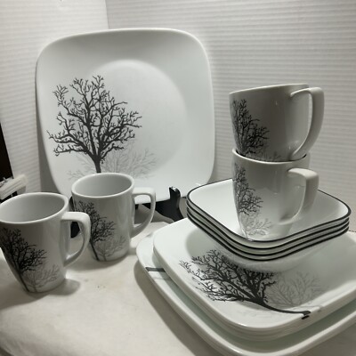 Corelle Timber Shadows 16 Piece, Setting For Four, Mugs Plates, Bowls ...
