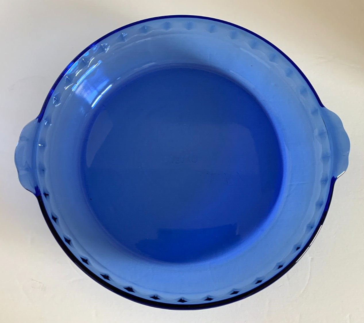Vintage PYREX Cobalt Blue Glass Pie Pan #229 Crimped Deep Dish Plate 9. ...