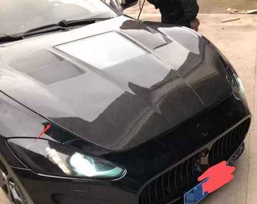Real Carbon Fiber Transparent Front Hood Vented Bonnet For Maserati GT ...