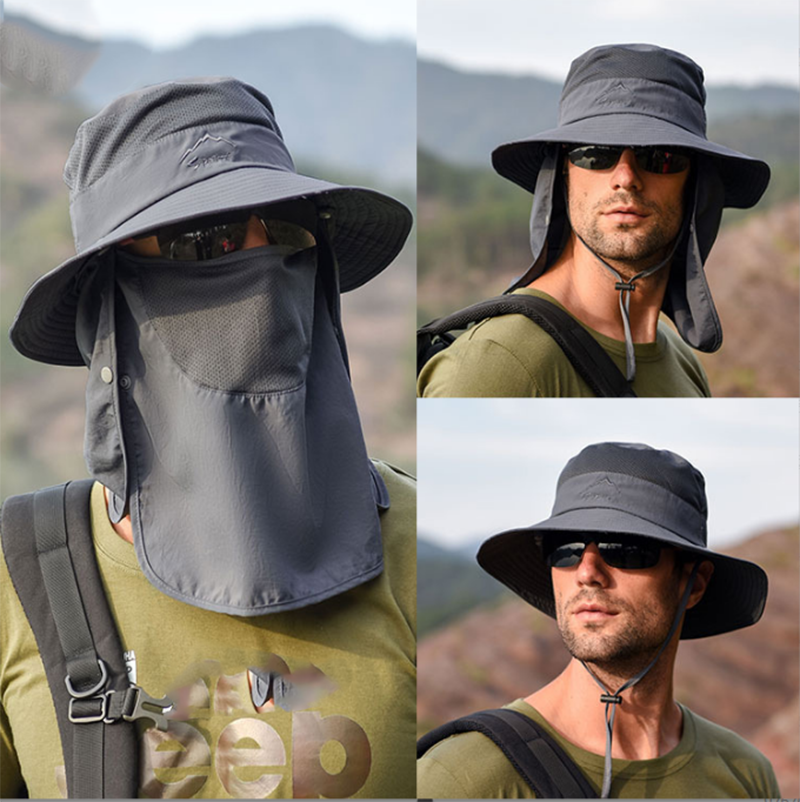 Wide Brim Sun Hat UV Protection Bucket Cap For Hiking Camping Fishing ...