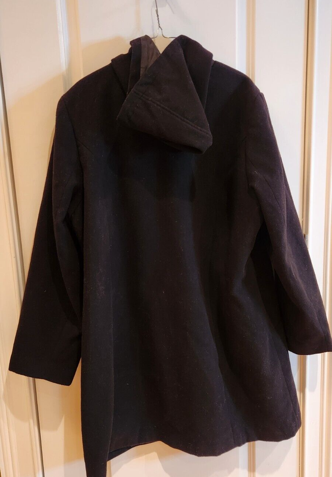 Detail Intl Women's Size XXL Black Lined Trench Coat Hooded Button ...