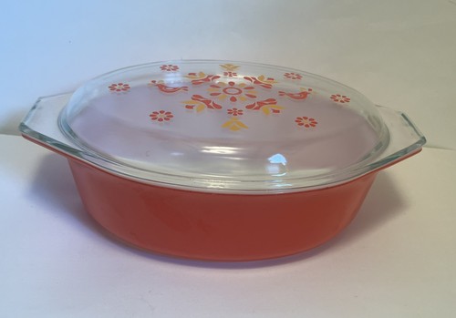 Vintage Red Pyrex Friendship 2.5 Quart Oval Covered Casserole Dish | eBay