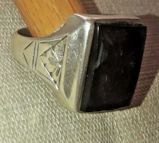 Vintage Centurion Ring Carved Hematite & Sterling Silver Size 20mm ...