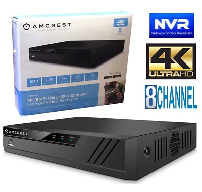 Amcrest 8-Channel NVR 4K PoE Supports (8x8MP) IP Camera -Wifi & HDD Not ...